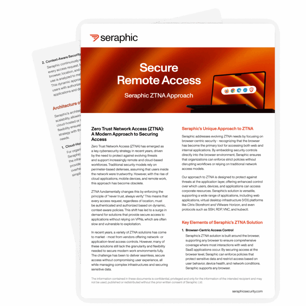 Zero Trust Network Access (ZTNA) | Seraphic Solution Brief
